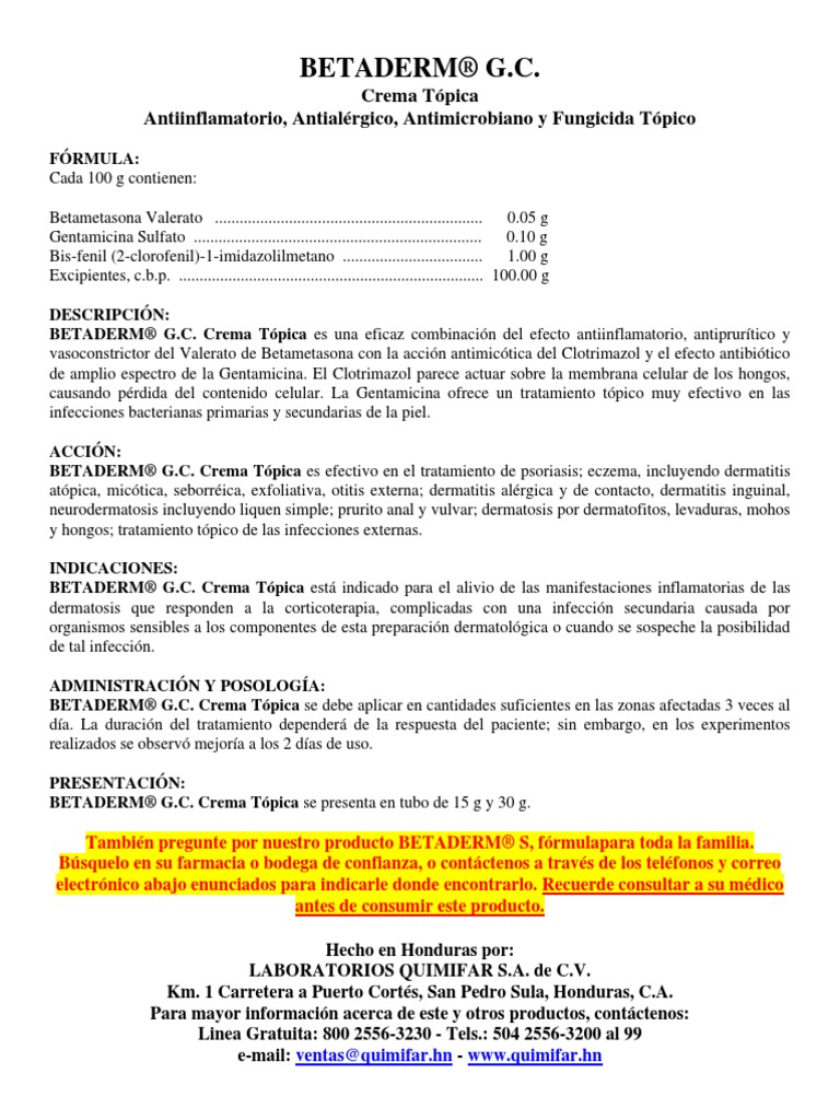 Betaderm G.C. | PDF | Medicamentos con receta | Antimicrobiano