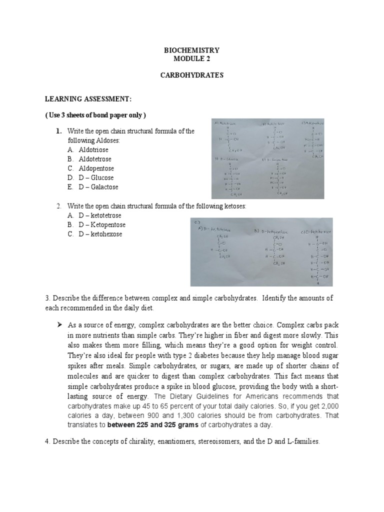 BIOCHEMISTRY MODULE 2 ACTIVITY (1) | PDF | Carbohydrates | Glucose