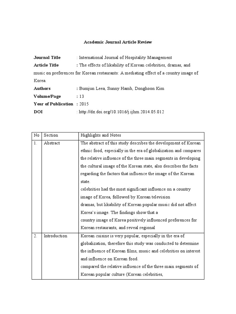 Academic Journal Article Review Journal Title Article Title: The ...