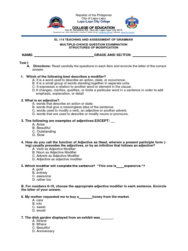 Test Paper | Download Free PDF | Adjective | Adverb