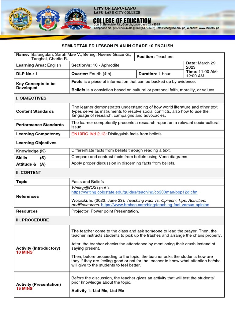 Semi DLP | PDF | Learning | Argument