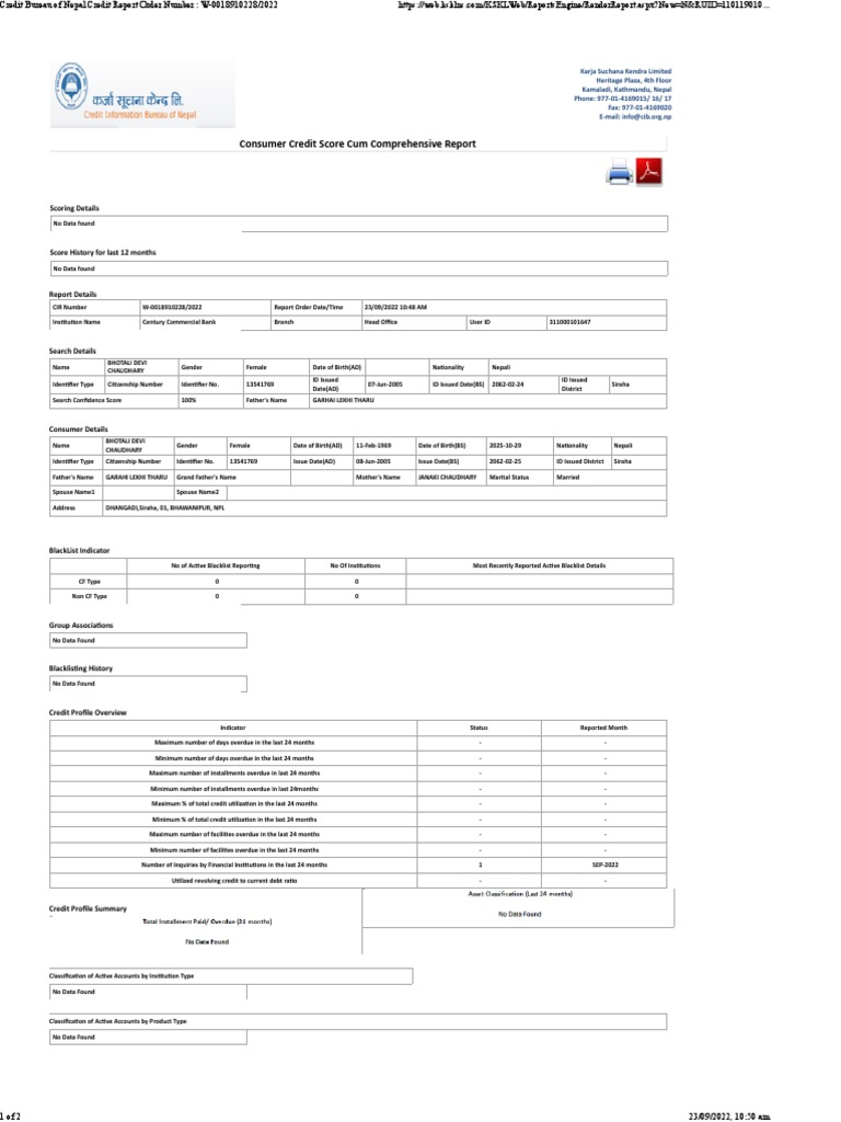 Consumer Credit Score Cum Comprehensive Report: Scoring Details | PDF ...