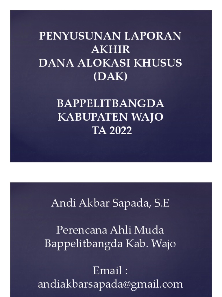 Penyusunan Laporan Akhir DAK | PDF