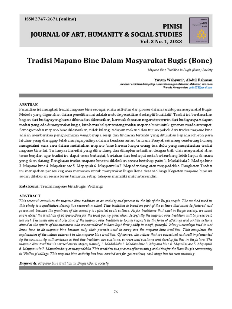 Tradisi Mapano Bine Masyarakat Bugis | PDF
