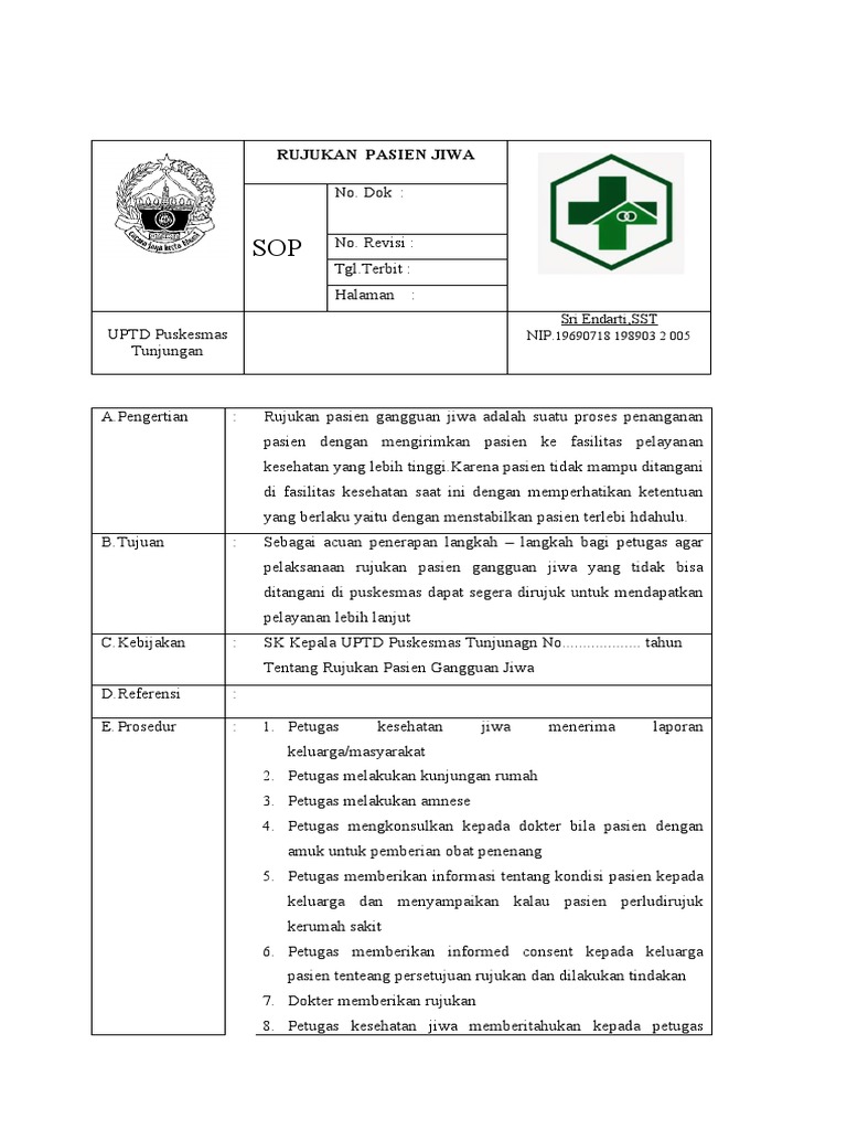 SOP Rujukan Pasien Jiwa | PDF