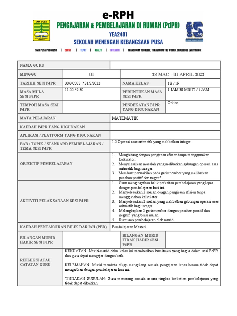 RPH PDPR Math 2 | PDF