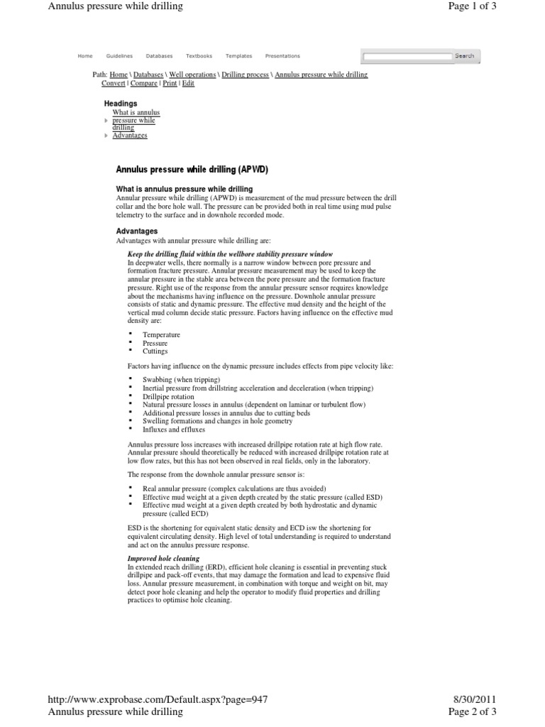 What Is APWD | PDF | Pressure | Drilling