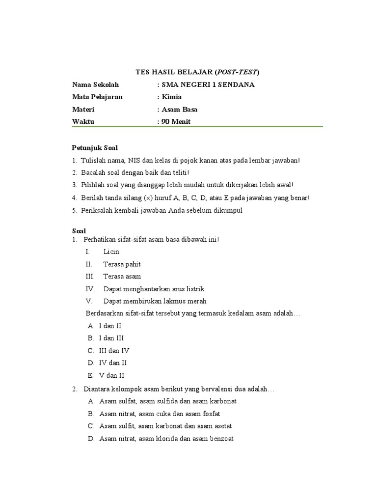 Tes Hasil Belajar | PDF