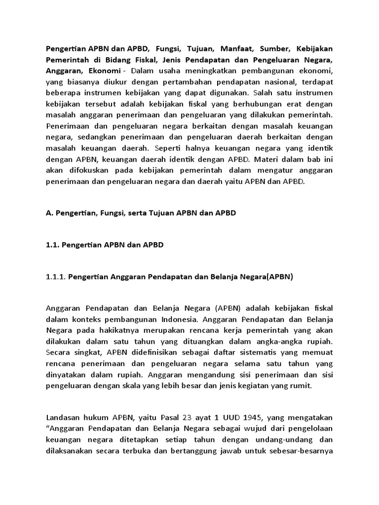 APBN & APBD: Fungsi dan Tujuan | PDF