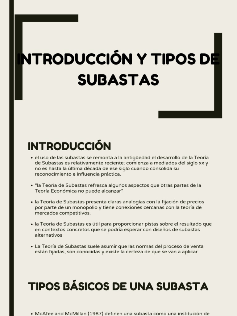 Introducción Y Tipos de Subastas | PDF | Subasta | Economias