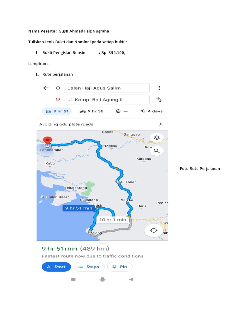 Dokumen Bukti Perjalanan Pulang Gusti Ahmad Faiz Nugraha | PDF