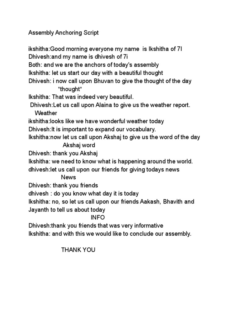 Assembly Anchoring Script | PDF