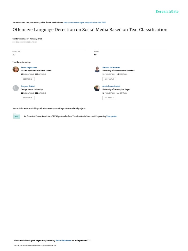 Offensive Language Detection On Social Media Based On Text Classification1 Download Free Pdf