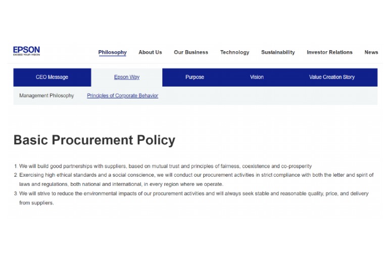 Basic Procurement Policy | PDF
