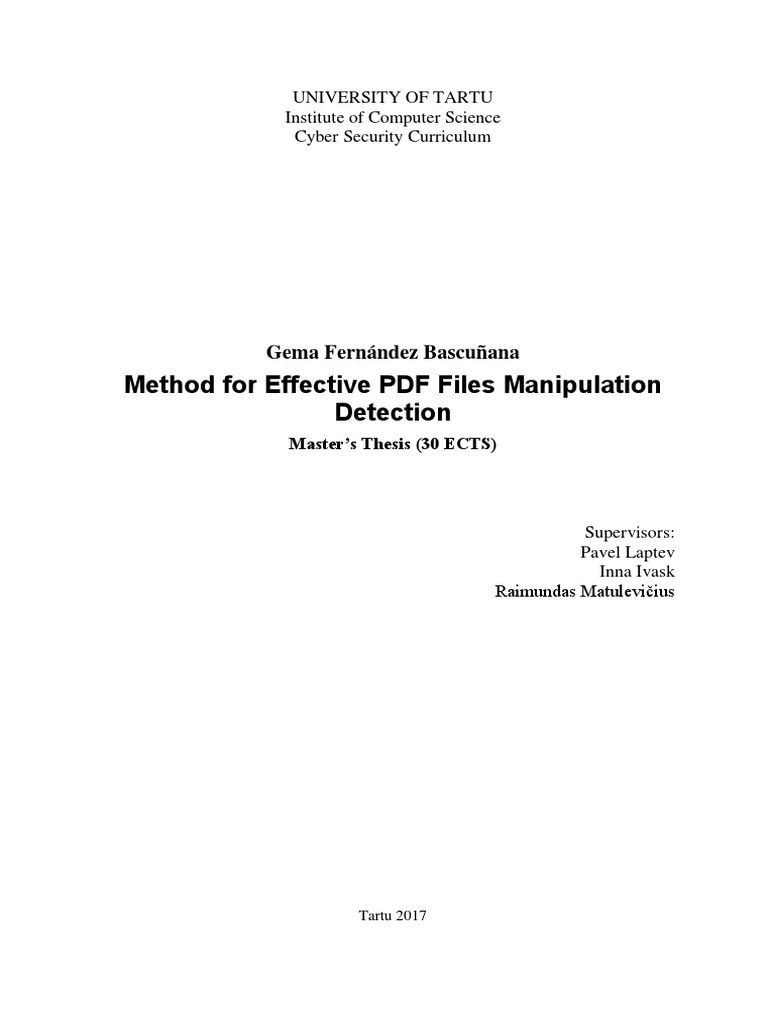 Method For Effective PDF Files Manipulation Detection: Gema Fernández Bascuñana | PDF | Data ...