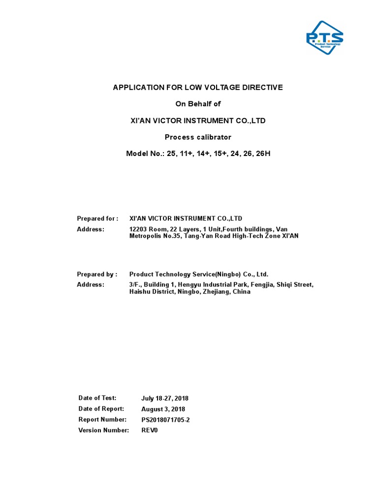 Low Voltage Directive Test Report | PDF | Insulator (Electricity ...