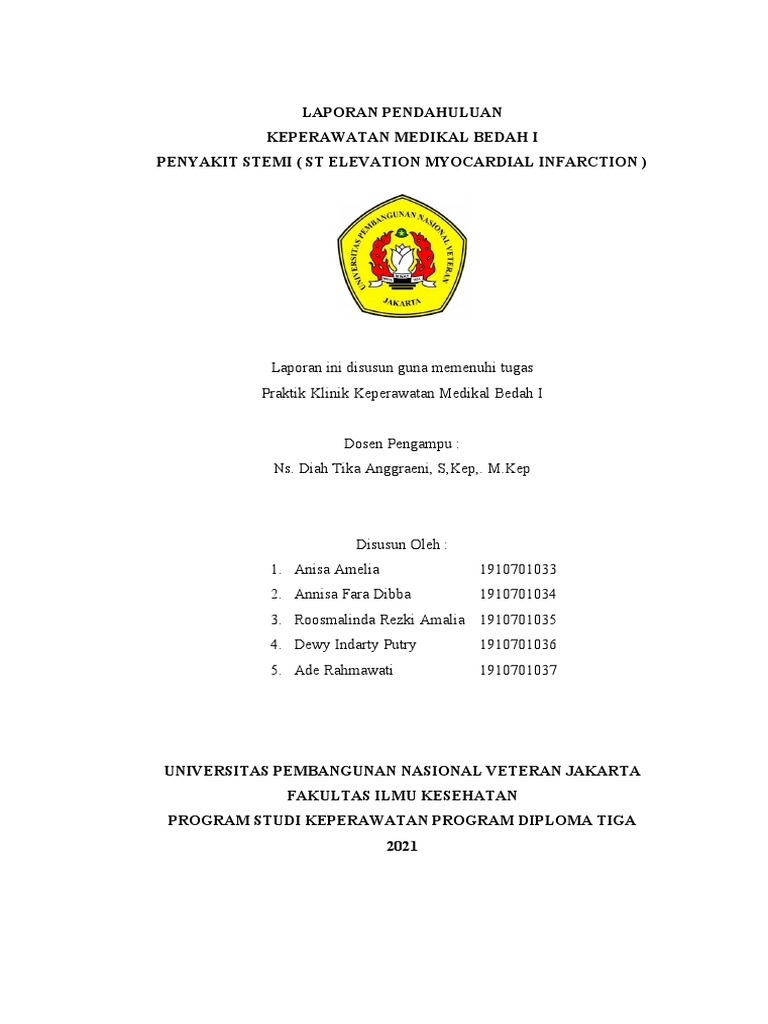 Laporan Pendahuluan Keperawatan Medikal Bedah I Penyakit Stemi (ST Elevation Myocardial ...