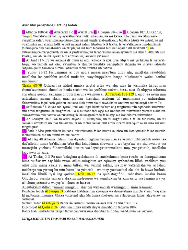 Nini Ayat Penghilang Sihir.. | PDF