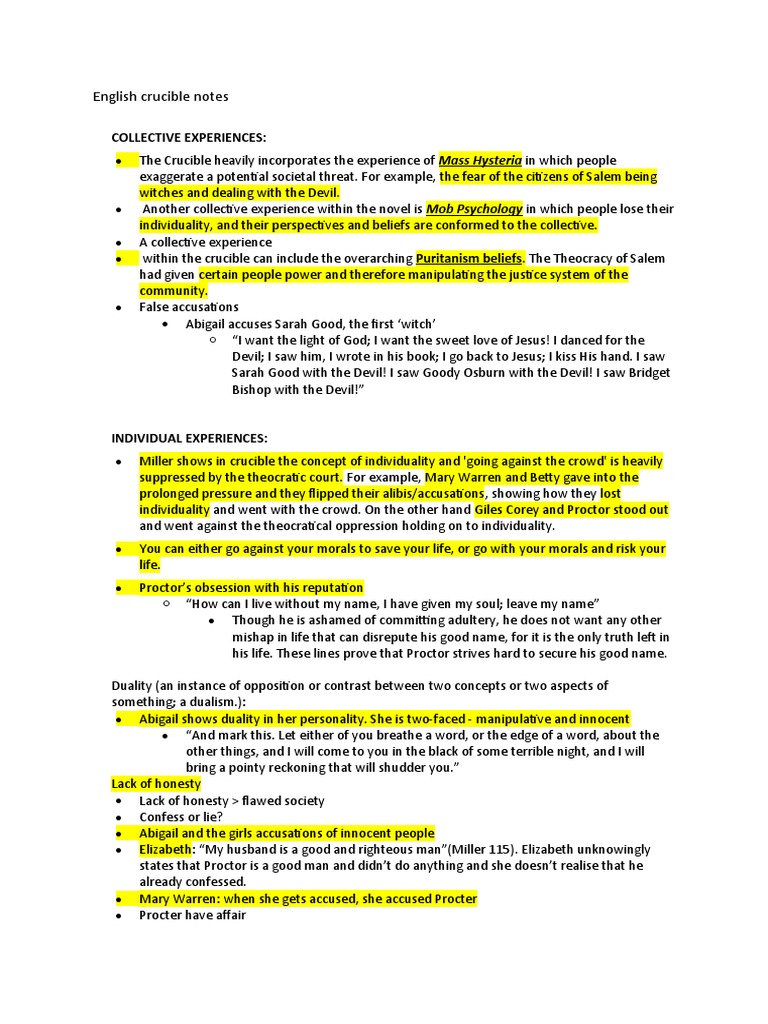 English Crucible Notes | PDF