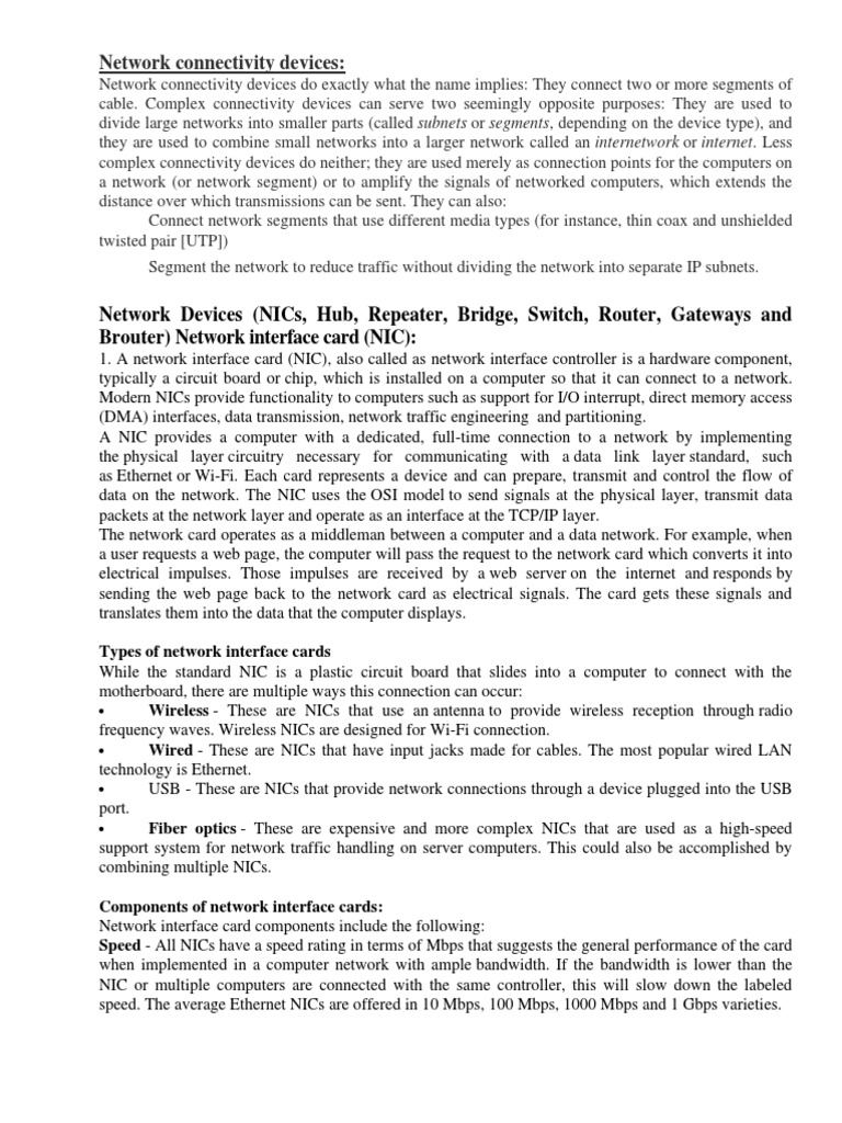 CN Connecting Devices | PDF | Computer Network | Network Interface Controller