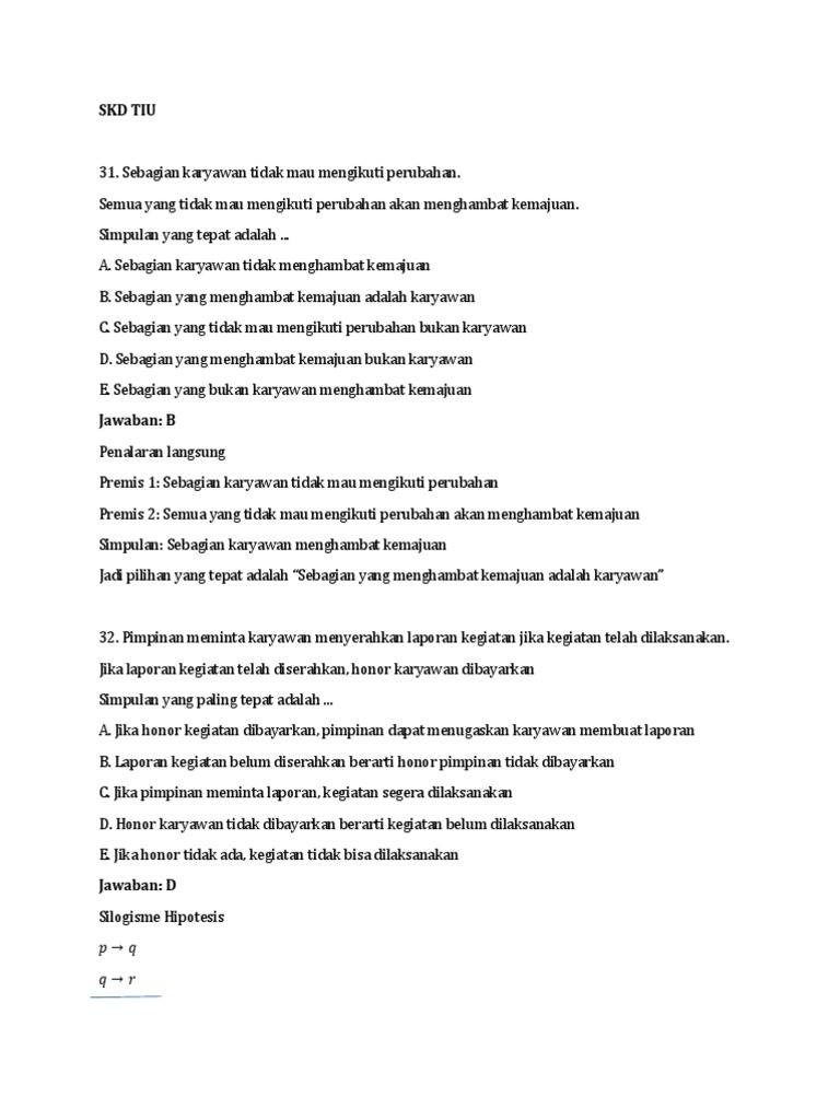 Soal SKD TIU: Logika dan Penalaran | PDF