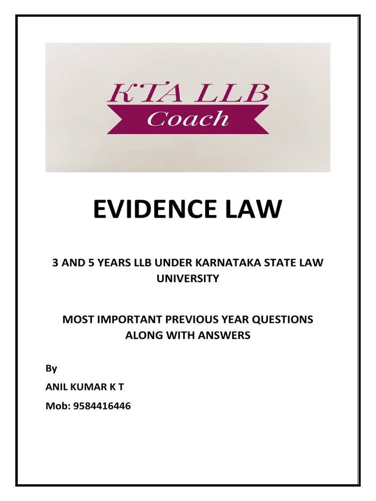 Evidence Law Notes for LLB Students | PDF | Evidence (Law) | Estoppel