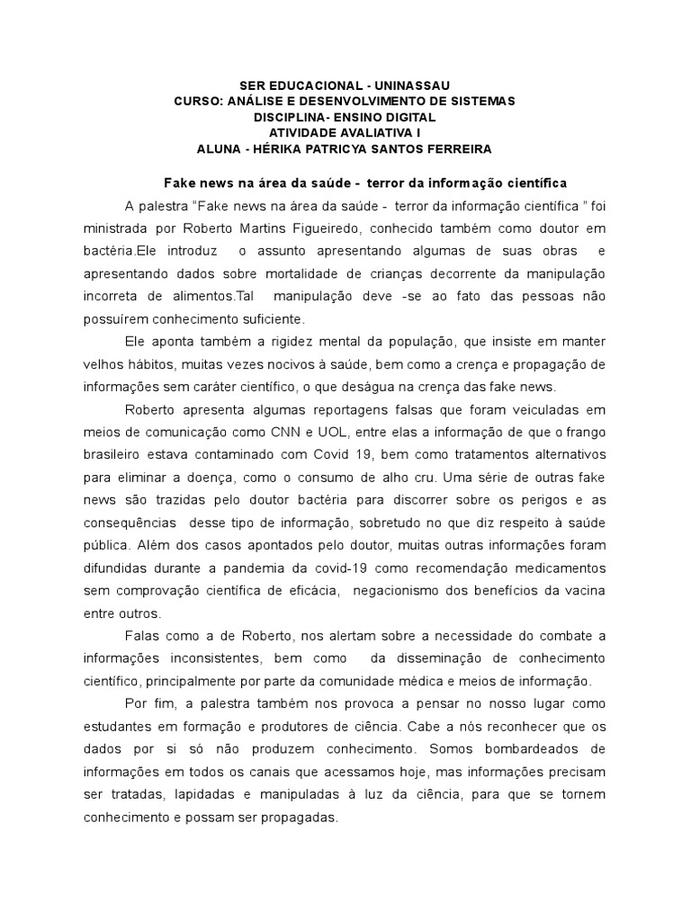 Av1 - Modelo | PDF | Autoajuda