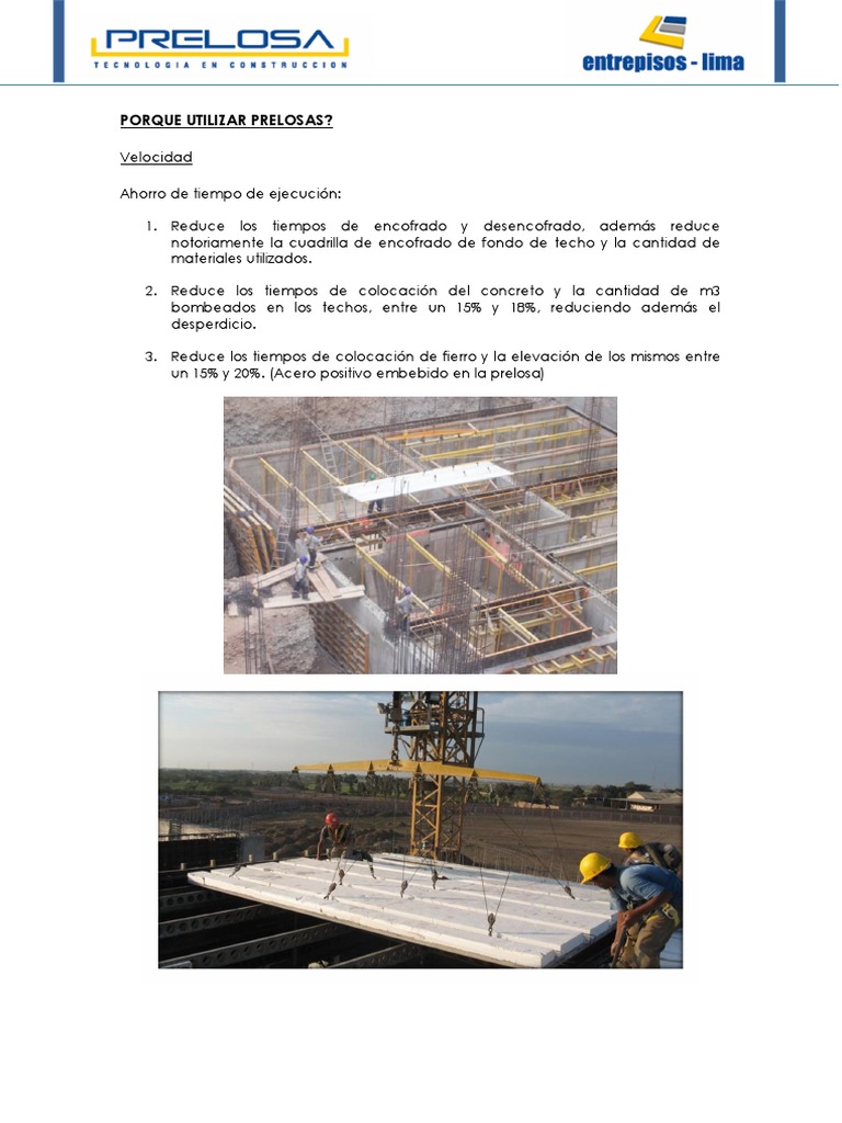 Ventajas de las Prelosas en Construcción | PDF | Hormigón