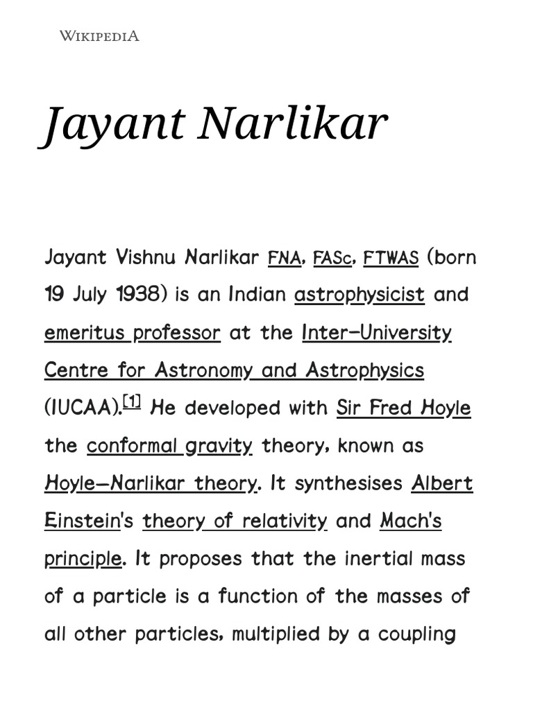Jayant Narlikar: Fna, Fasc, Ftwas | PDF | Physics | Astronomy