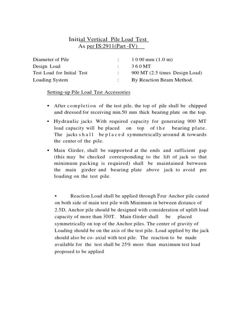 Initial Vertical Pile Load Test | PDF | Deep Foundation | Beam (Structure)