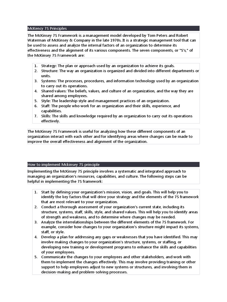 A Practical Guide to Implementing the McKinsey 7S Framework | PDF ...