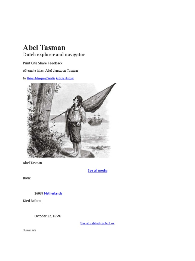 Abel Tasman | PDF | Geography | Exploration