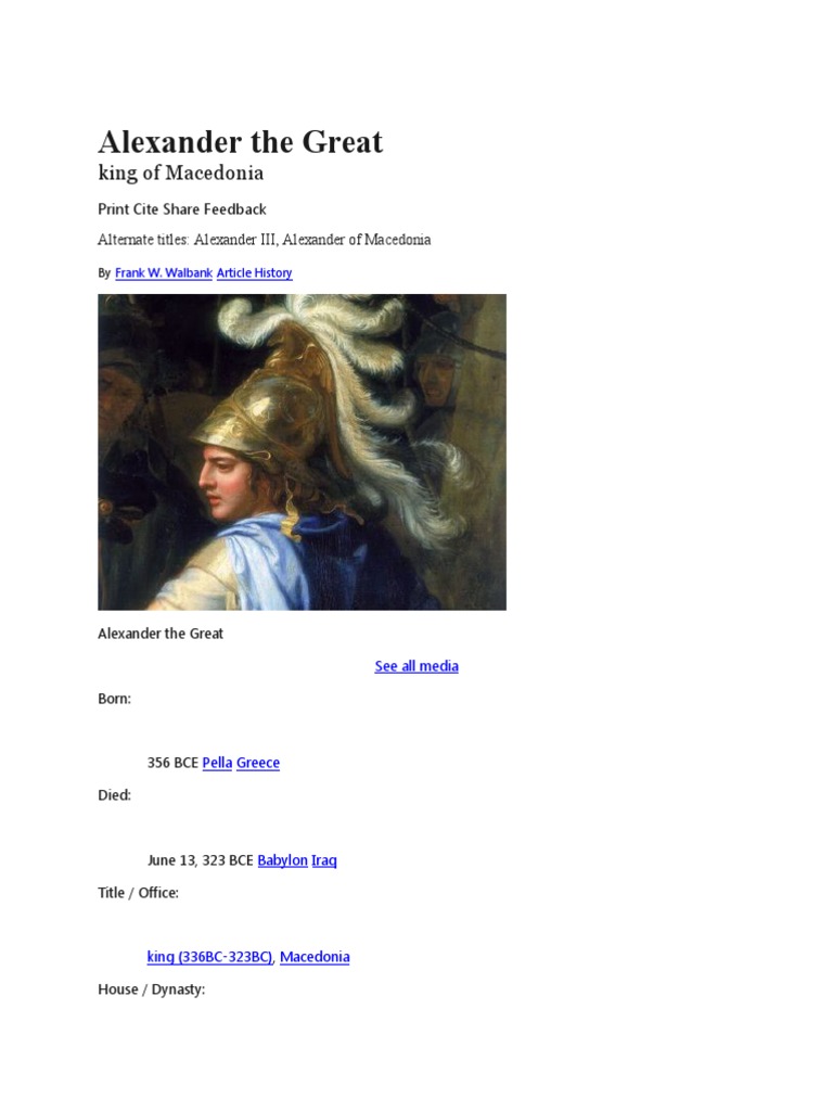 Alexander The Great | PDF | Alexander The Great | Macedonia (Ancient ...
