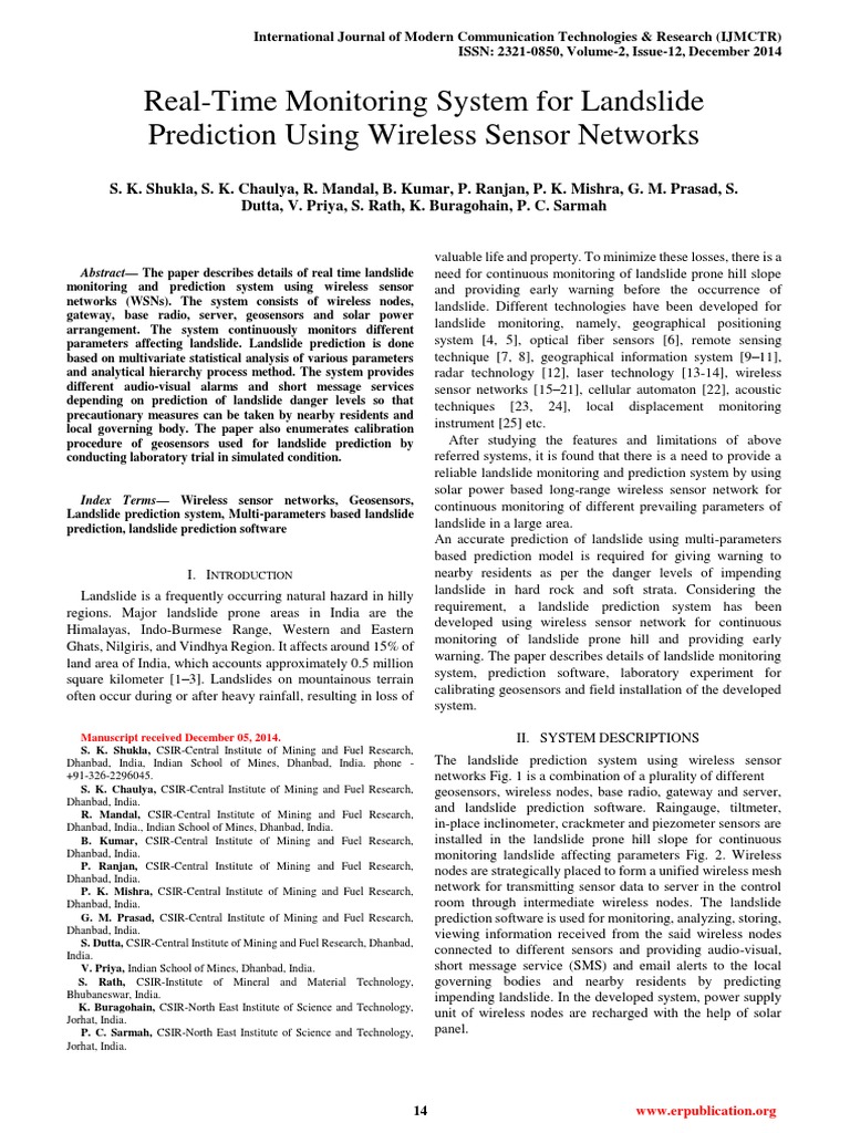 Real Time Monitoring System For Landslid 732e1321 | PDF | Wireless Sensor Network | Landslide