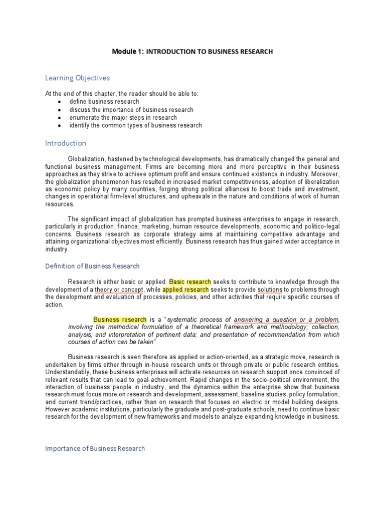 Introduction To Business Research | PDF | Methodology | Theory
