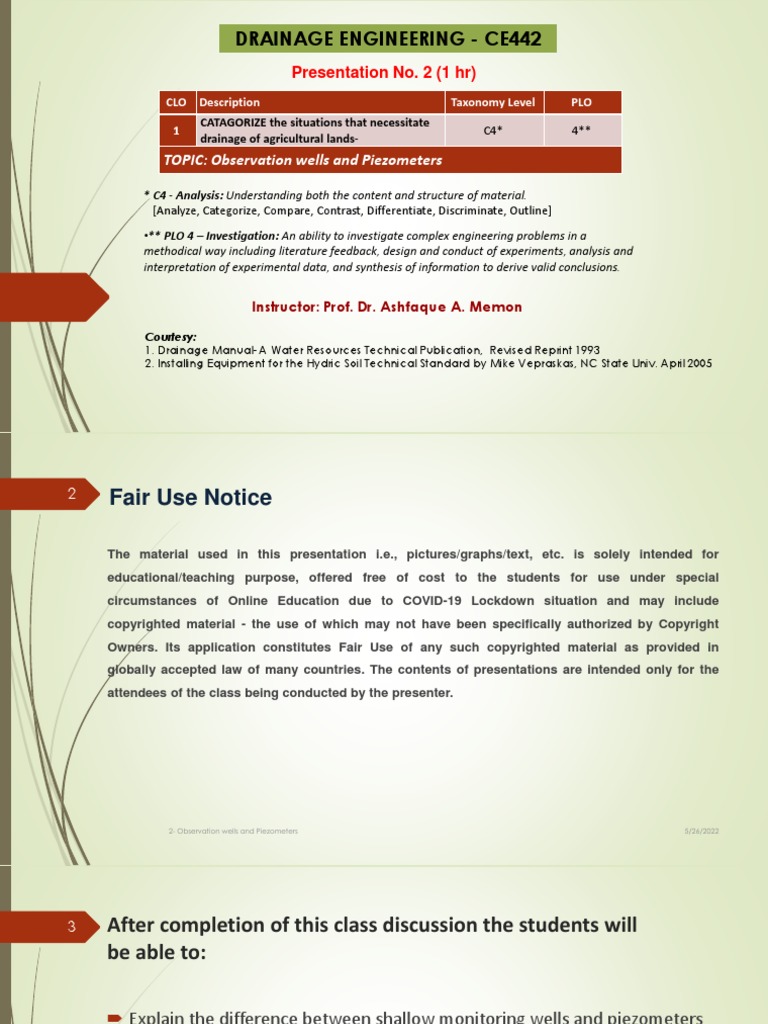 DE02-Observation Wells and Piezometers | PDF | Earth Sciences | Hydrology