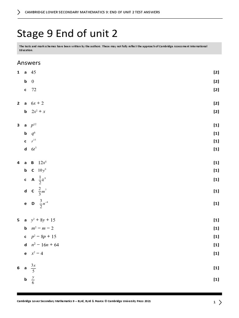 Unit 2 End - of - Unit Test Answers | PDF