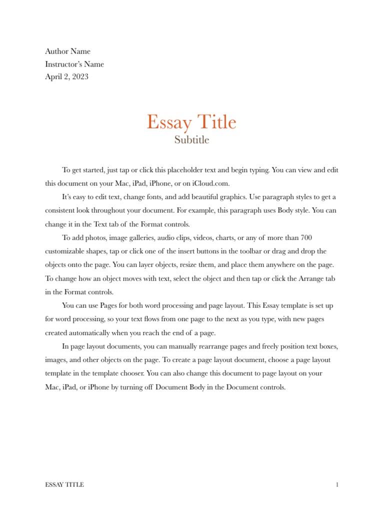 Essay Example Template | PDF