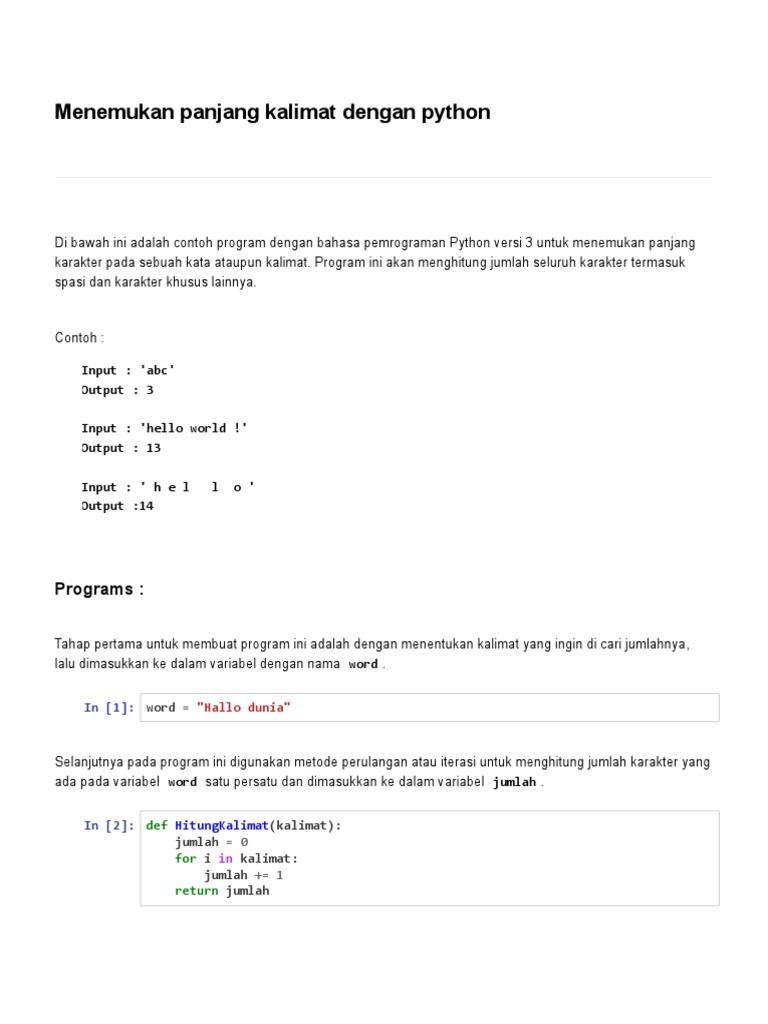 Jumlah Karakter Kalimat | PDF