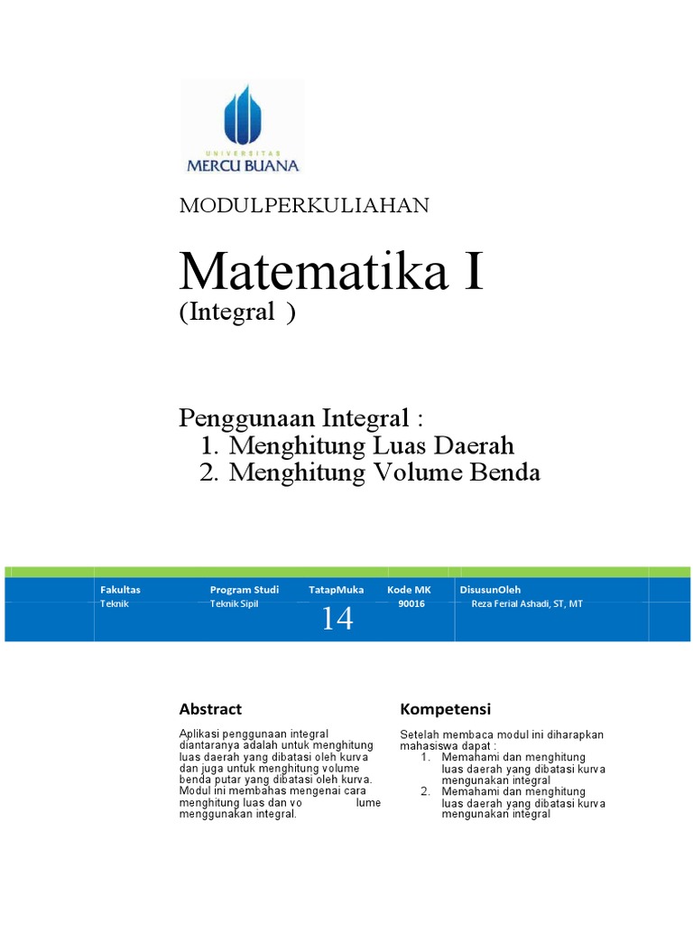 Penggunaan Integral Menghitung Luas Daerah | PDF