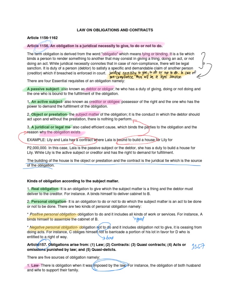 Chapter 1. Obligation | Download Free PDF | Law Of Obligations | Legal Liability