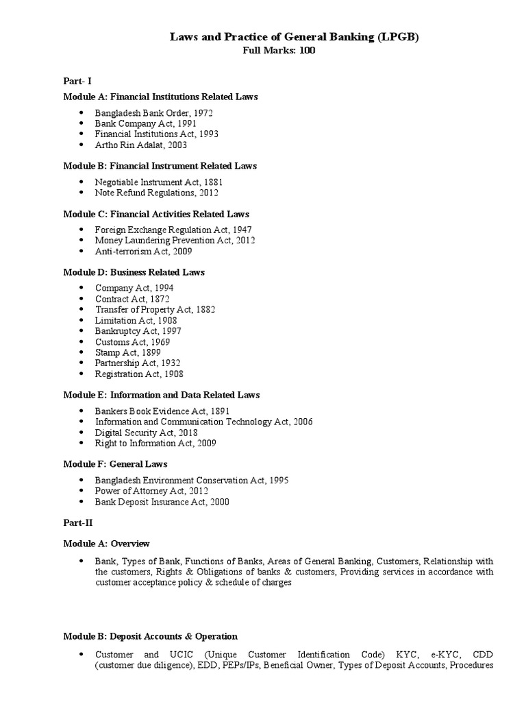 Banking Diploma Syllabus Overview 2025 | PDF | Finance & Money Management