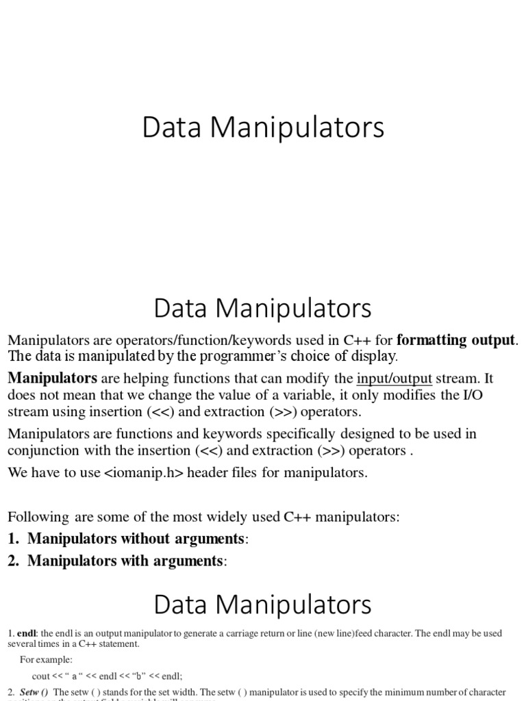 Data Manipulators Pdf Parameter Computer Programming Software Engineering 5854