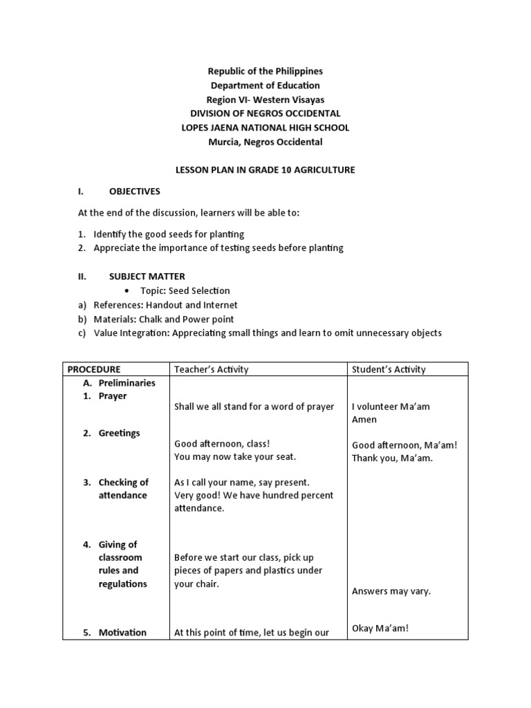 Agriculture Lesson Plan | Download Free PDF | Seed | Plant Breeding