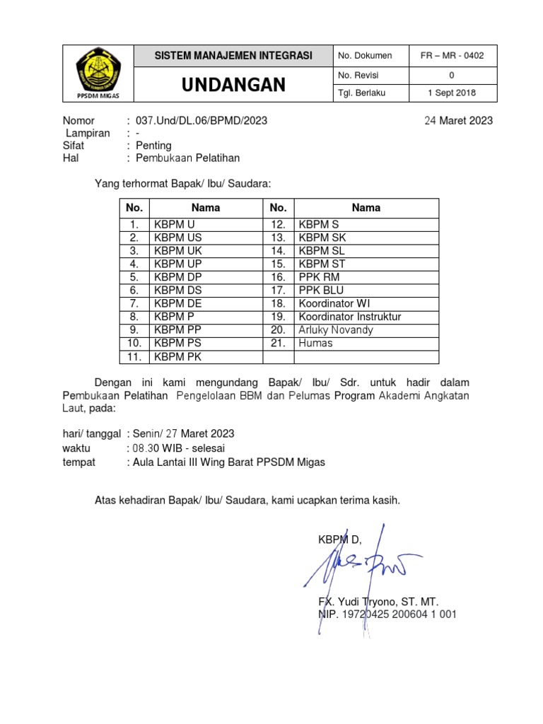 Undangan Internal Pembukaan Program AAL 27 Maret 2023 | PDF