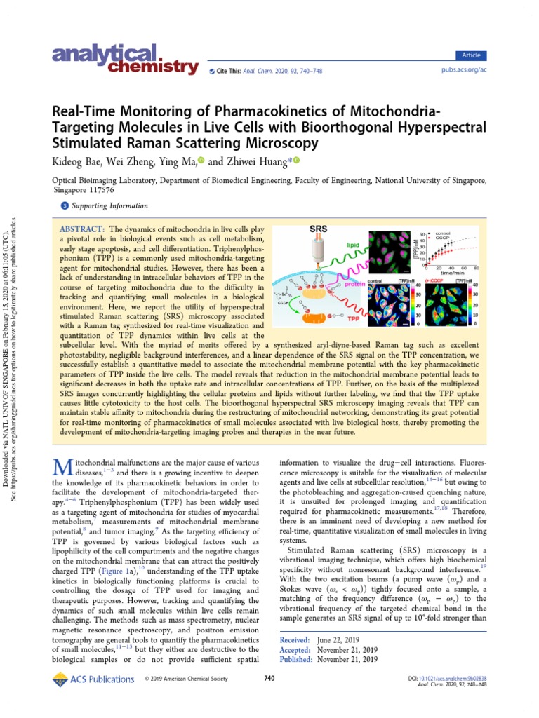 Real-Time Monitoring of Pharmacokinetics of MitochondriaTargeting Molecules in Live Cells With ...