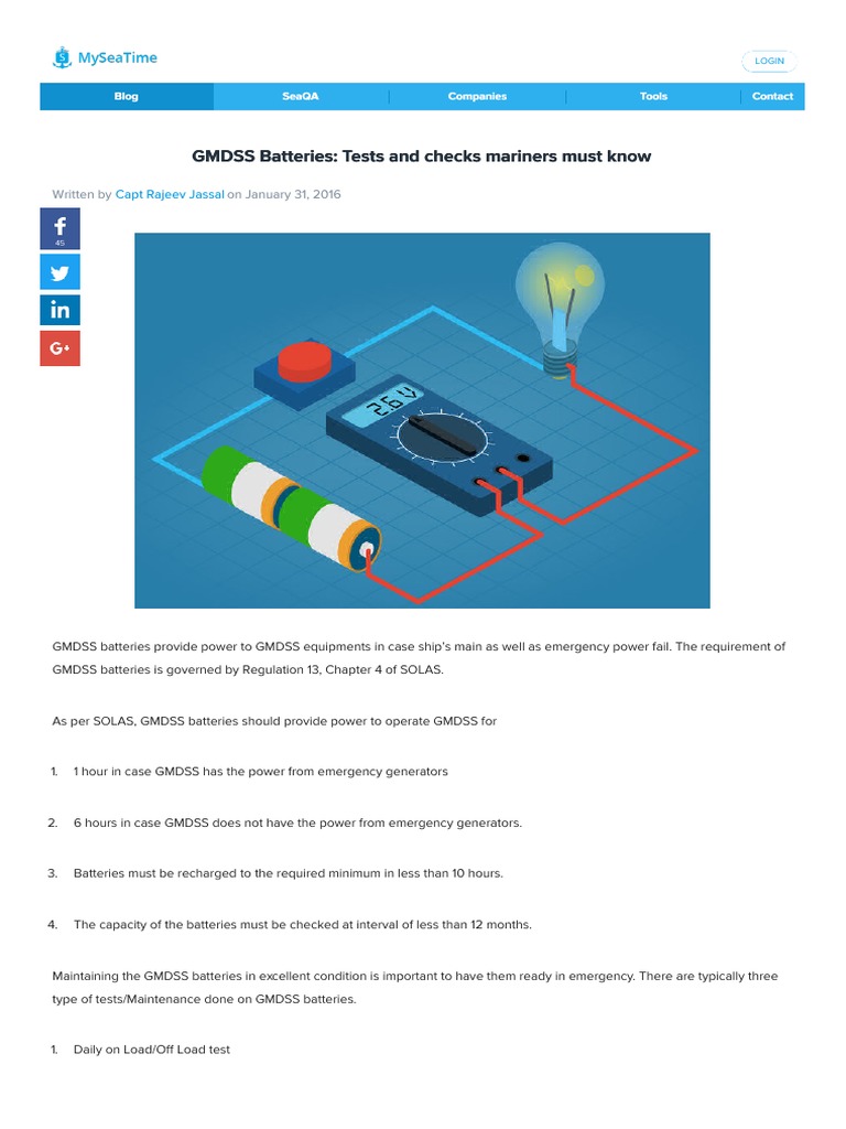 GMDSS Battery Test Notes | PDF | Physical Sciences | Electrical Engineering