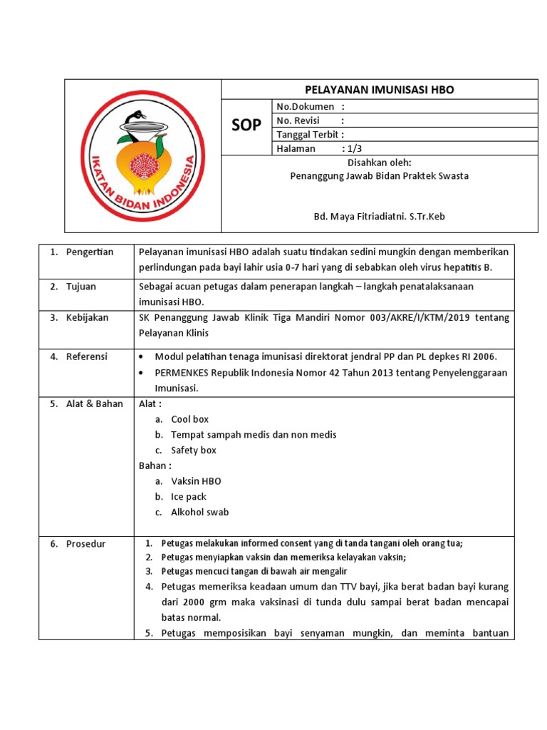 Pelayanan Imunisasi Hbo | PDF