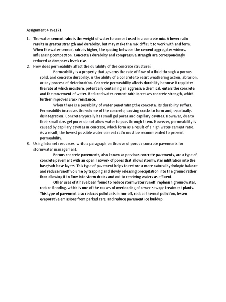 Assignment 4 Cve171 | PDF | Concrete | Road Surface