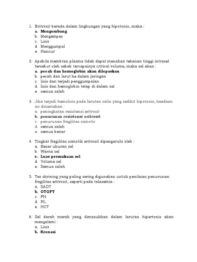 Fragilitas Osmotik Eritrosit dan Acantocyt | PDF